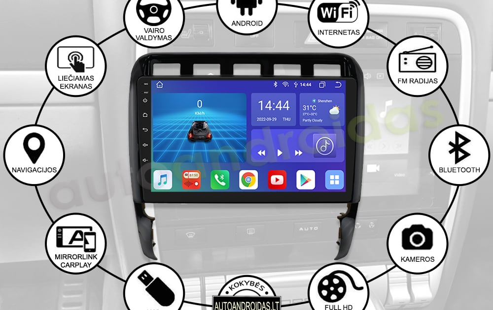 PORSCHE Android multimedia | CAYENNE 2DIN multimedija | ANDROID MULTIMEDIA | ANDROID MULTIMEDIJOS