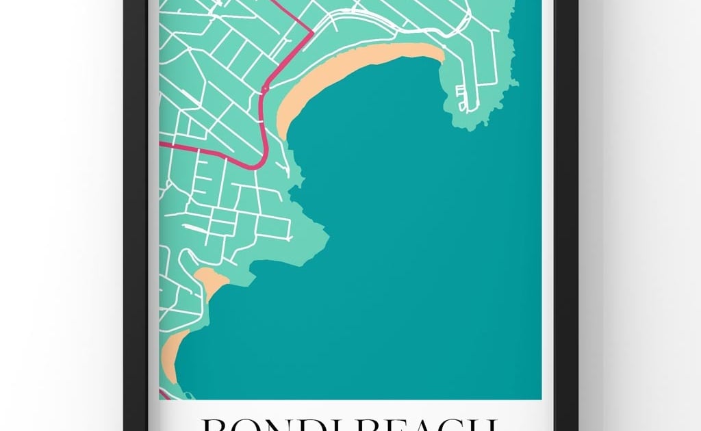 Bondi Beach Map Poster - Unique Gift - Australian Made | Map Impressions