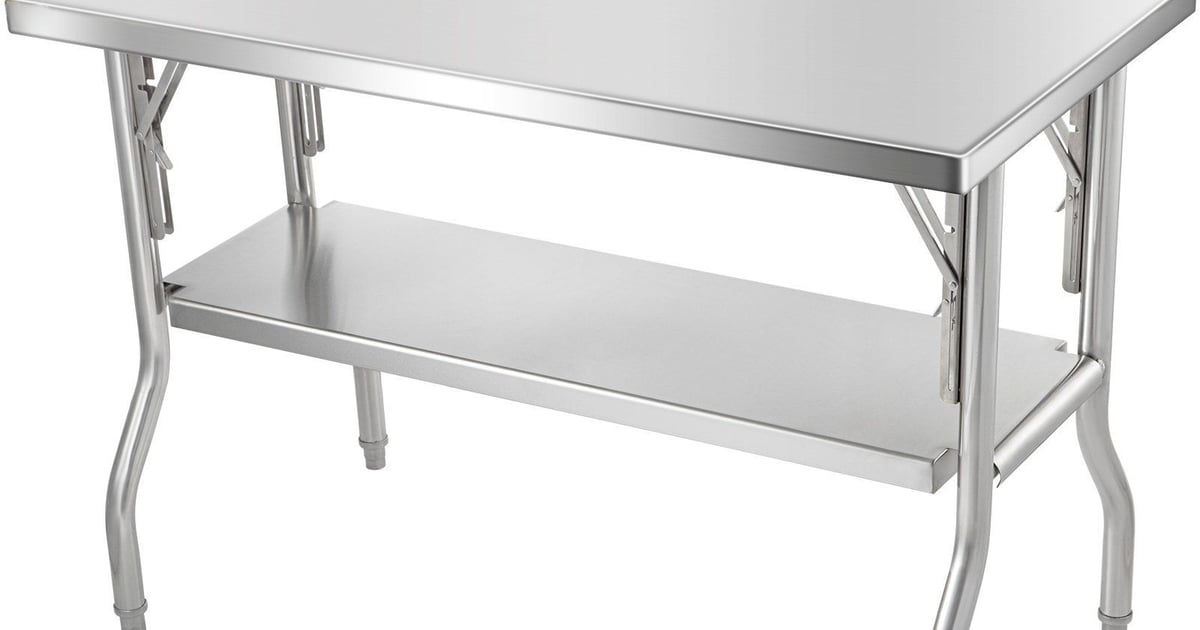 Stainless Steel Folding Benchtop with Undershelf 122 x 61 cm ...