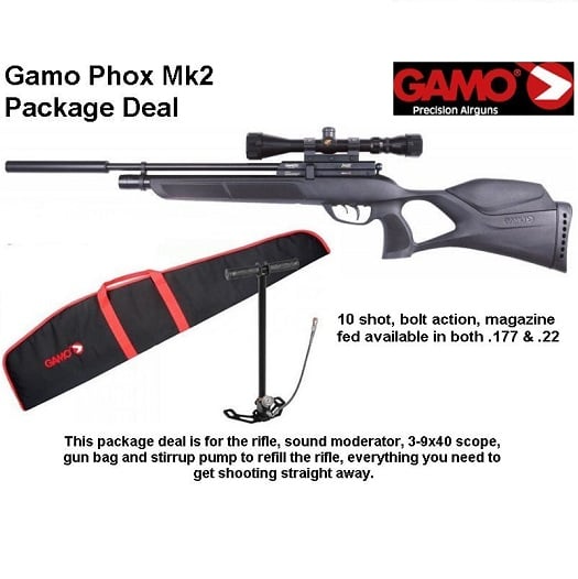 GAMO PHOX .22 PCP Air Rifle Package | The Bullet Hole Gun Shop at ...