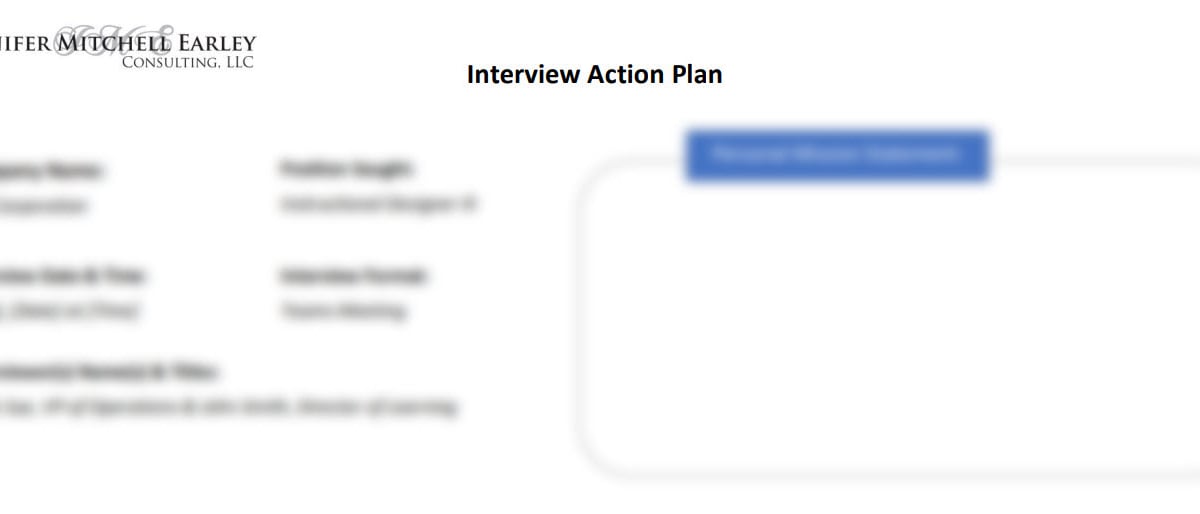 Interview Action Plan Template | Jennifer Mitchell Earley Consulting