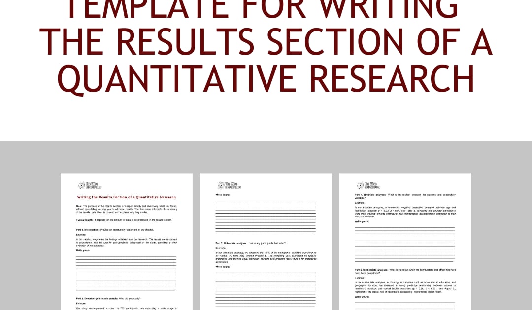 Template for Writing the Results Section of a Quantitative Research ...
