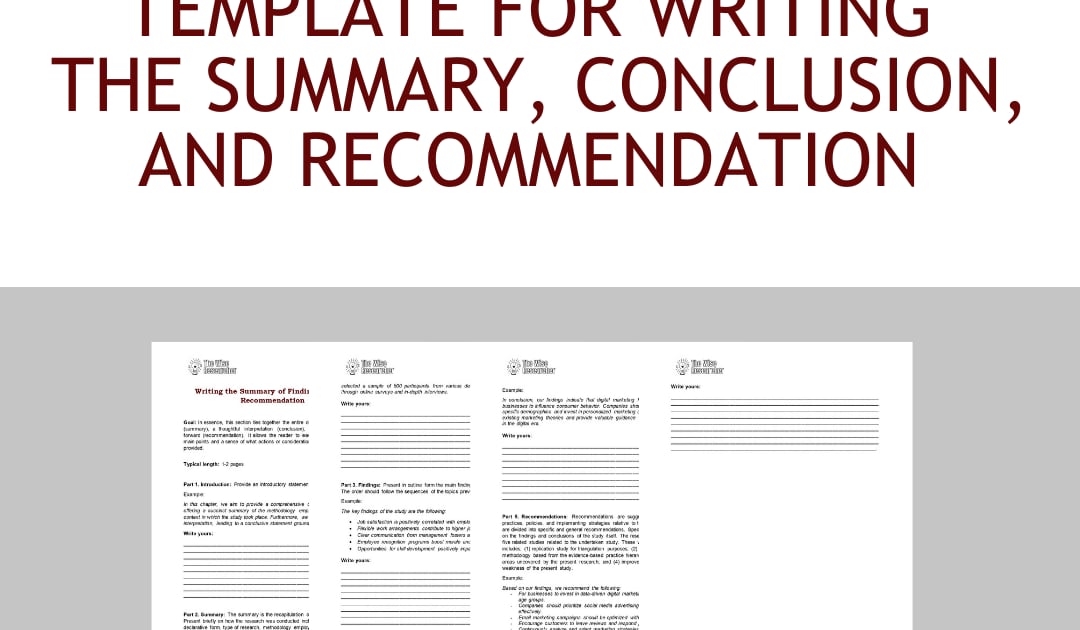 Template for Writing the Summary, Conclusion, and Recommendation | The ...