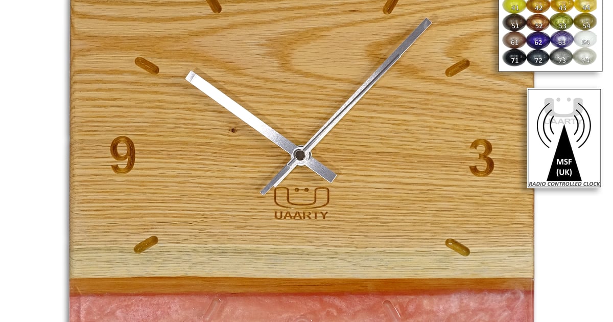 Radio Controlled Numbered Face Clock with Oak Live Edge & Epoxy Resin ...
