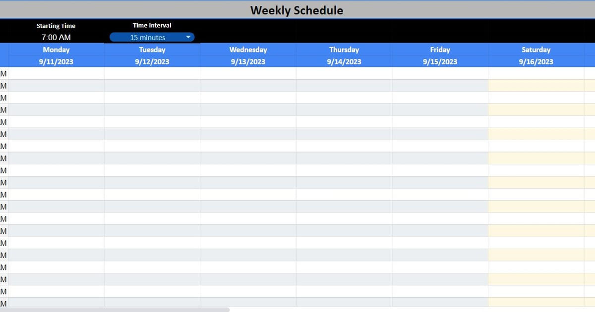 Weekly Schedule Excel Spreadsheet | PalAlley