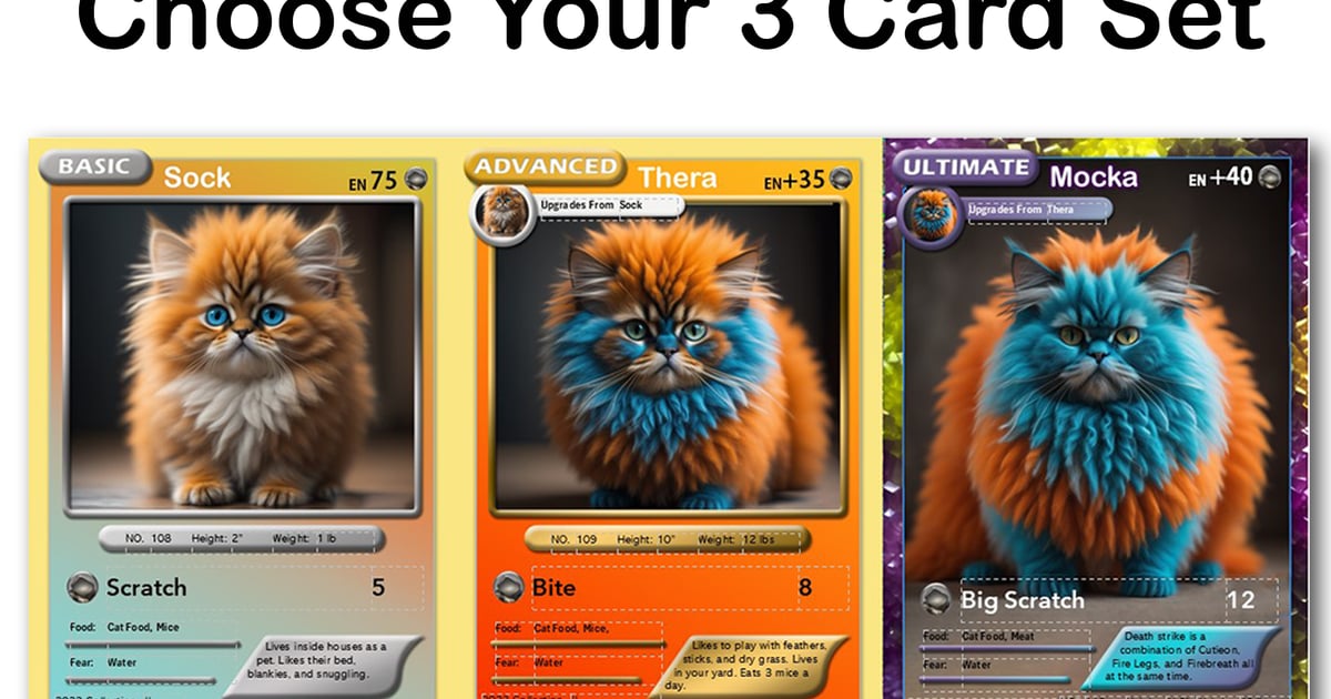 3 Card Set | Mathemon, Pokemon Alternative, Printable Trading Cards ...