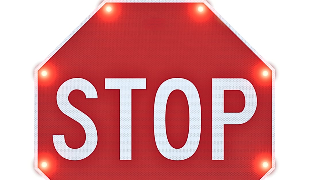 Flashing LED STOP Sign (R1-1), Solar Powered | Zoodico Traffic Solutions