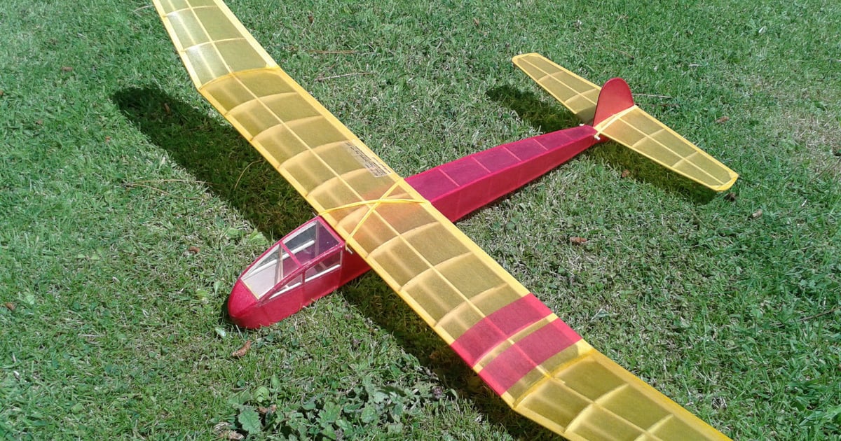 KK Dolphin ~ 30" Vintage Free-flight Model Glider ~ Laser-cut Balsa RIB ...