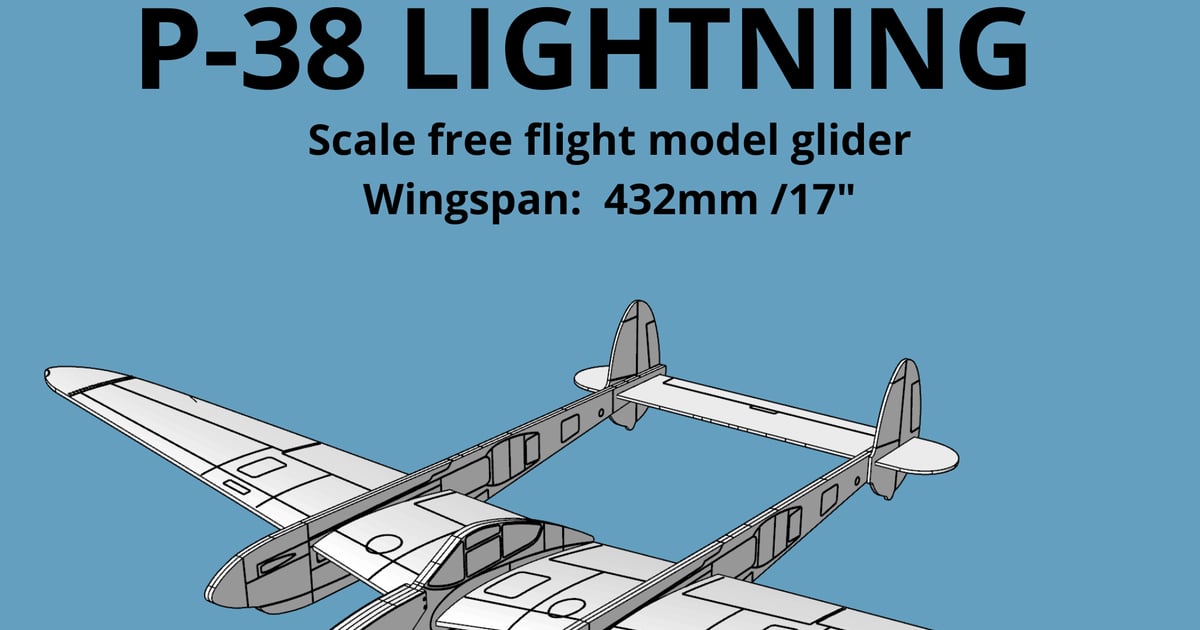 P38-Lightning - Scale free-flight model glider ~ Laser-cut balsa kit ...