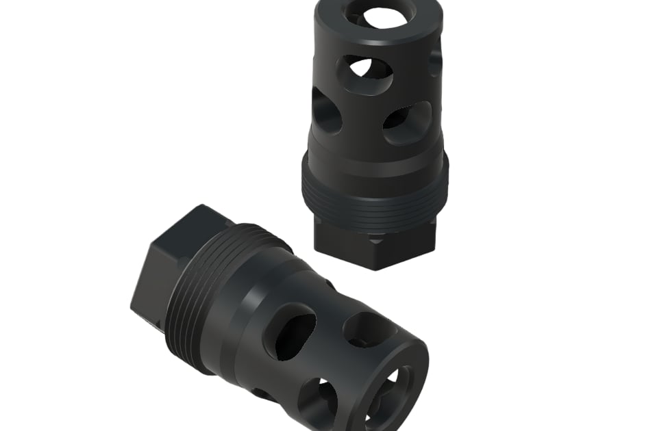 Compact Muzzle Brake (1/2-28, 9mm bore) Plan-B Suppressor Mount ...