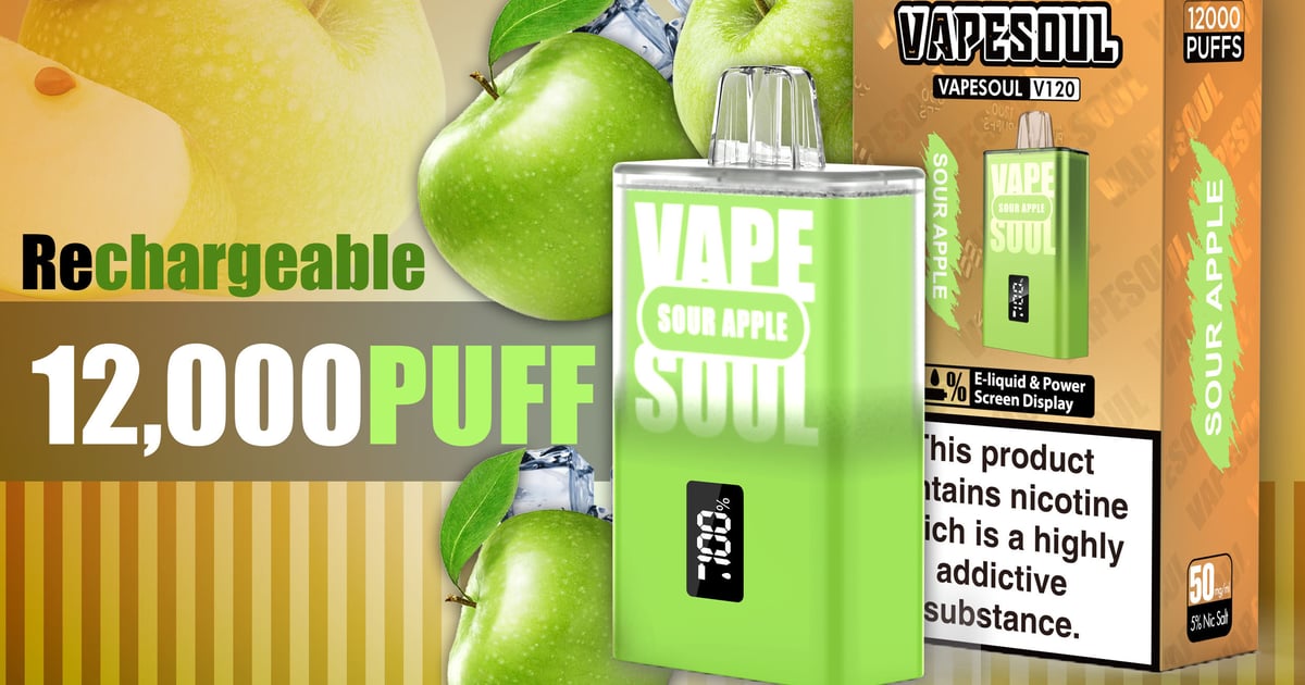 Vapesoul 12000 Puffs 5% nic Sour Apple | E-liquids