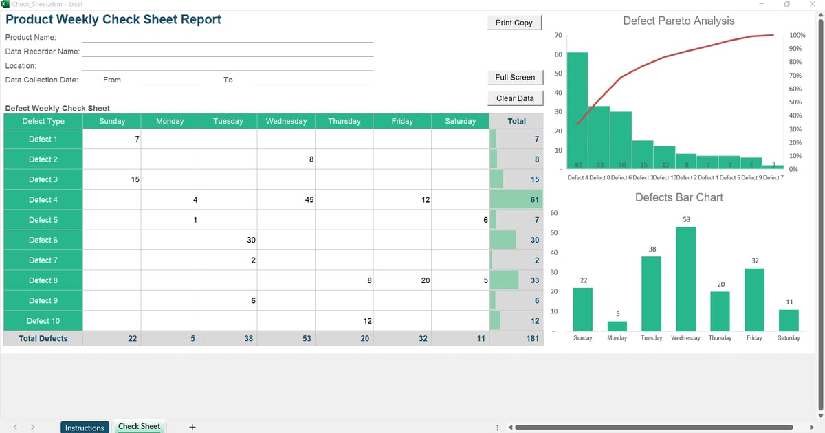 Check Sheet | Excel Master