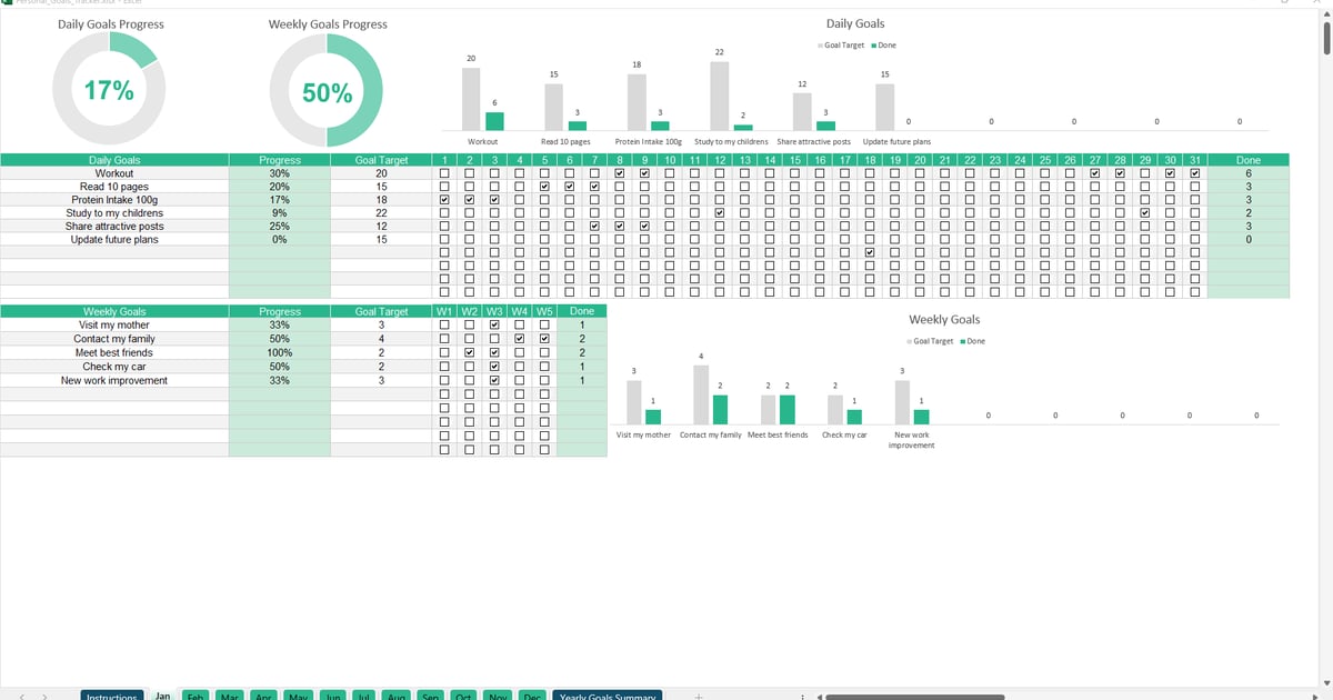 Personal Goals Tracker | Excel Master
