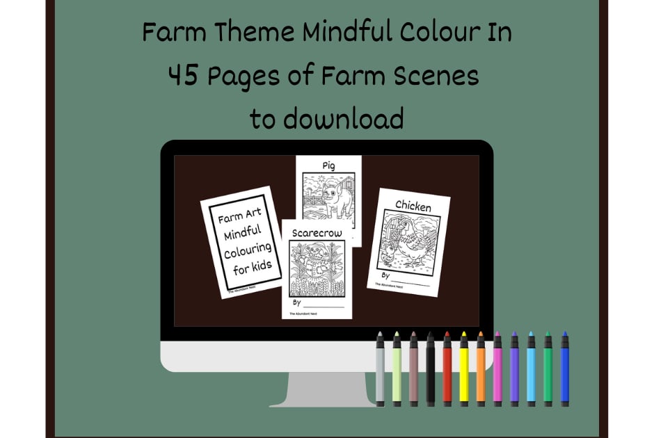 Mindful Colouring - Farm Art for Kids | The Abundant Nest