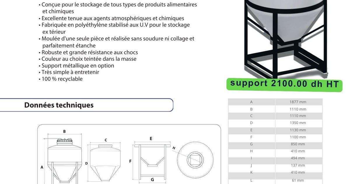 Citerne Maroc : citerne Silo 750 litres | Citerne Maroc
