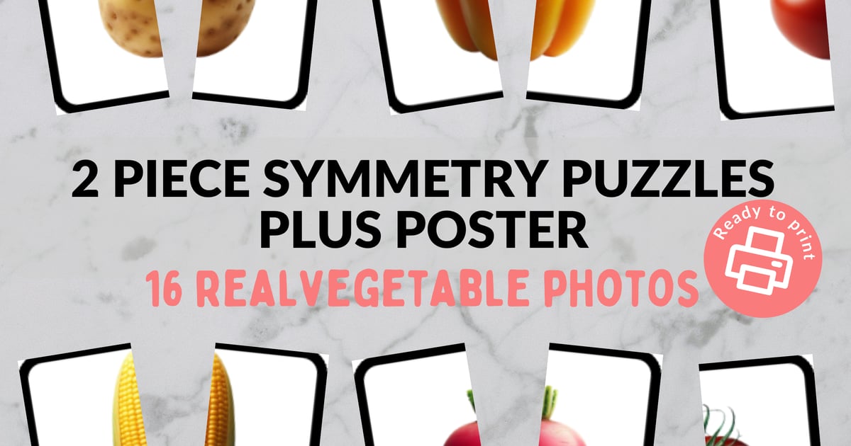 Vegetable Symmetry Puzzle & Poster | Tiny Minds Printables
