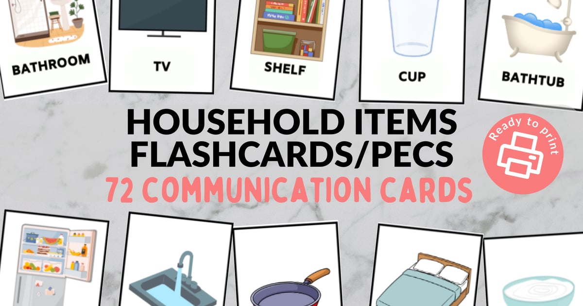 Household Items Flashcards for Autistic and Non-Verbal Children | Tiny ...