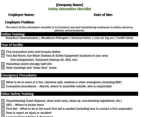 Safety Training Checklist | File Fusion