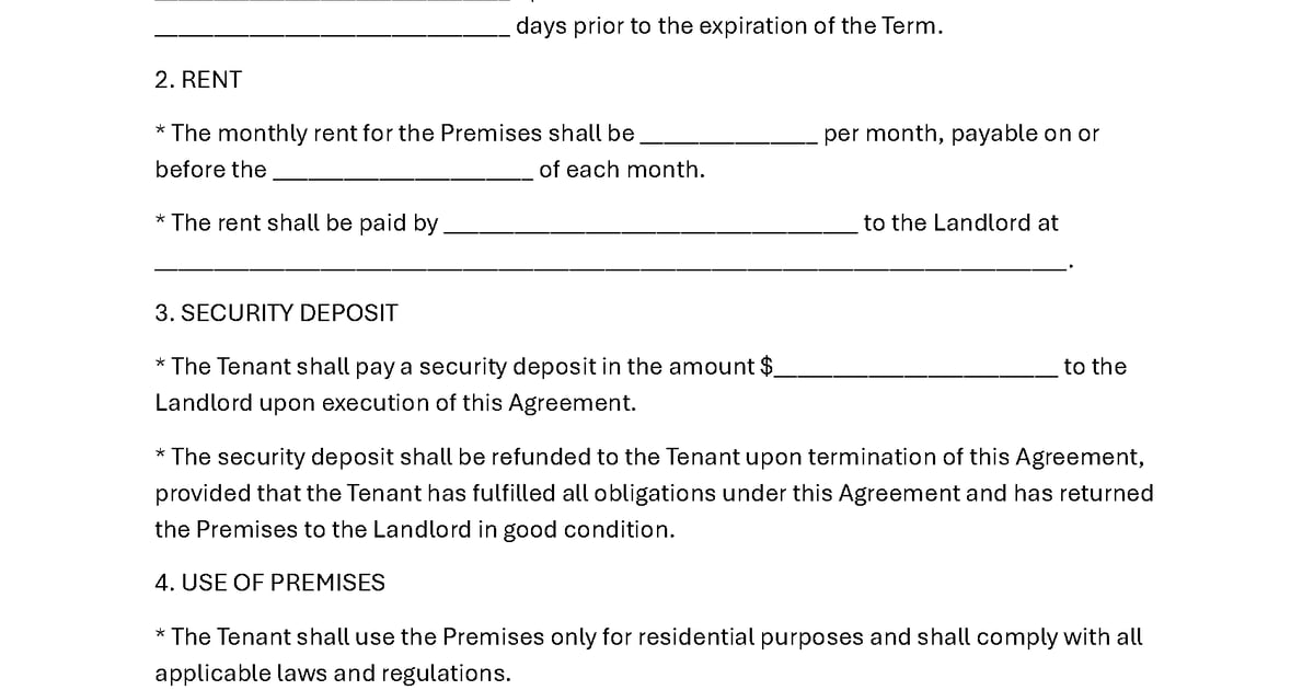 Residential Lease Agreement Form | Documents and Notary
