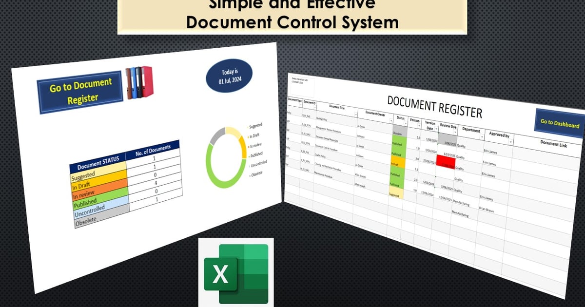 Easy-to-Use Excel Document control Register for document | QSystems