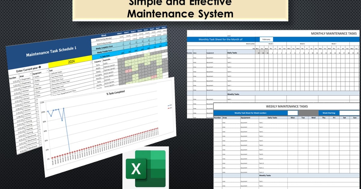 Excel Maintenance Scheduling & Tracking Tool Task Management | QSystems