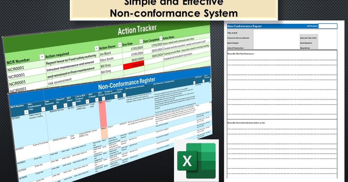 Excel Non-Conformance Report (NCR) Register | QSystems