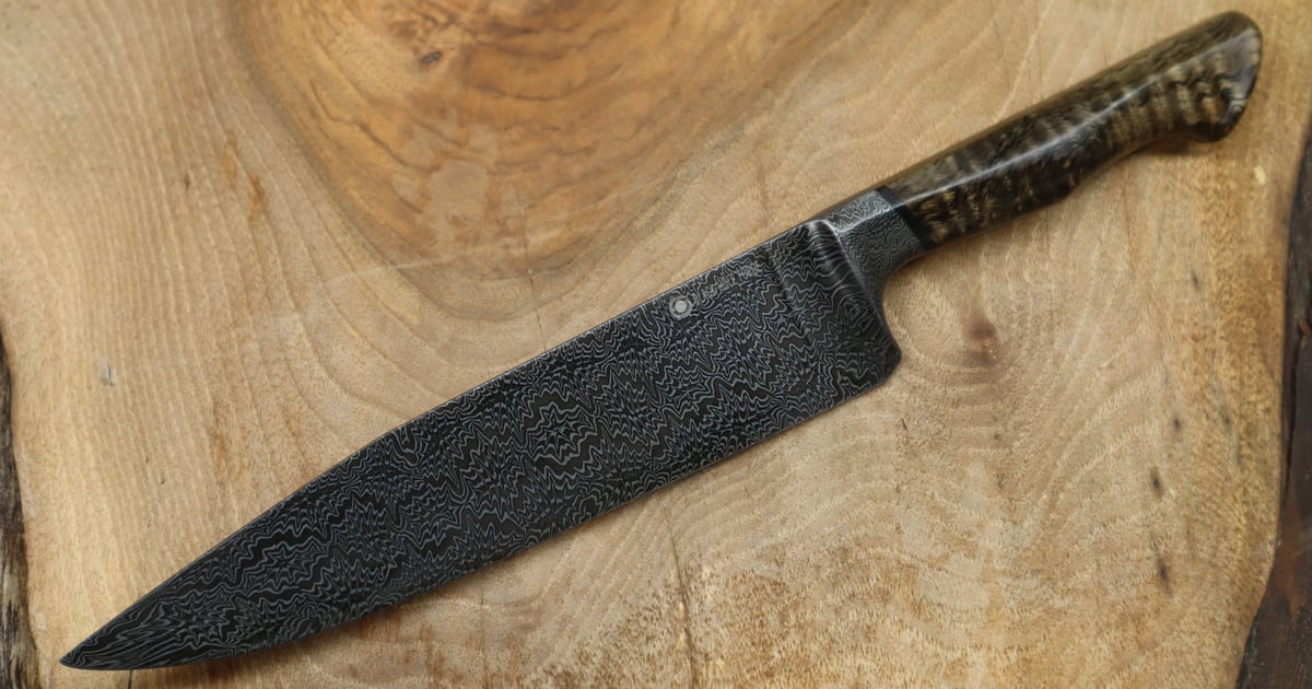 Explosion Pattern Damascus with Sculpted Integral Bolster | Black Hole ...