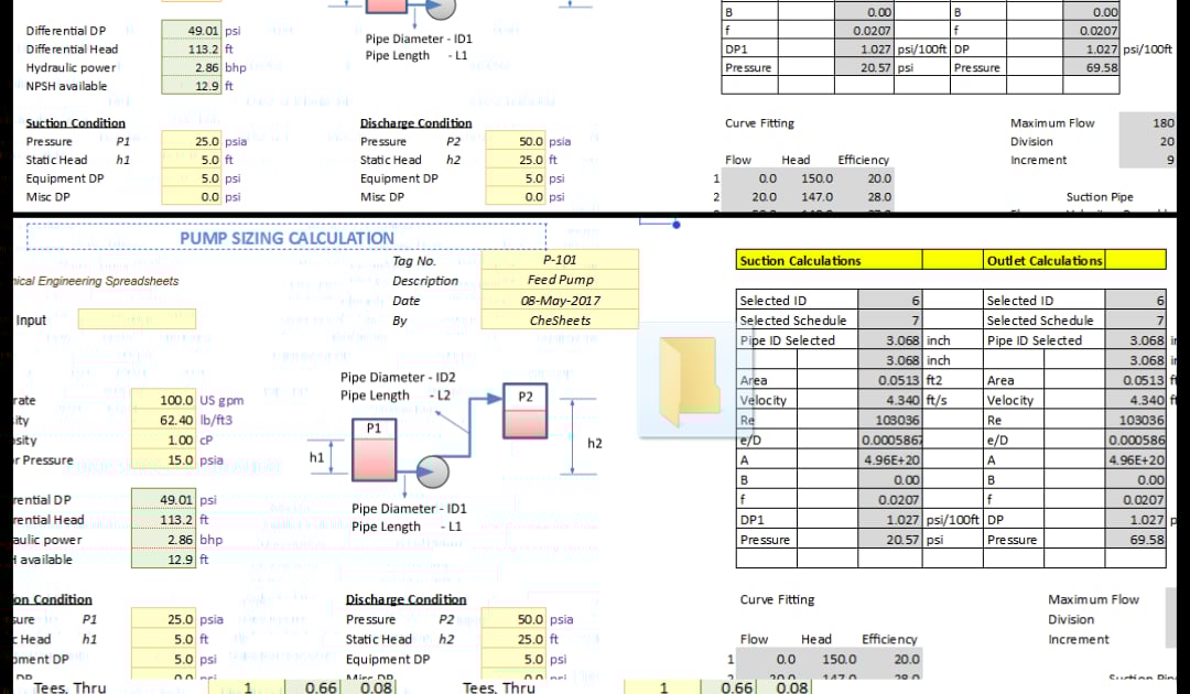 Pump sizing Calculation Spreadsheets | Growmechanical spreadsheets