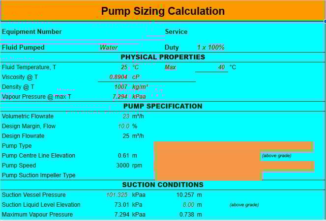 PUMP SIZING CALCULATION | Growmechanical spreadsheets