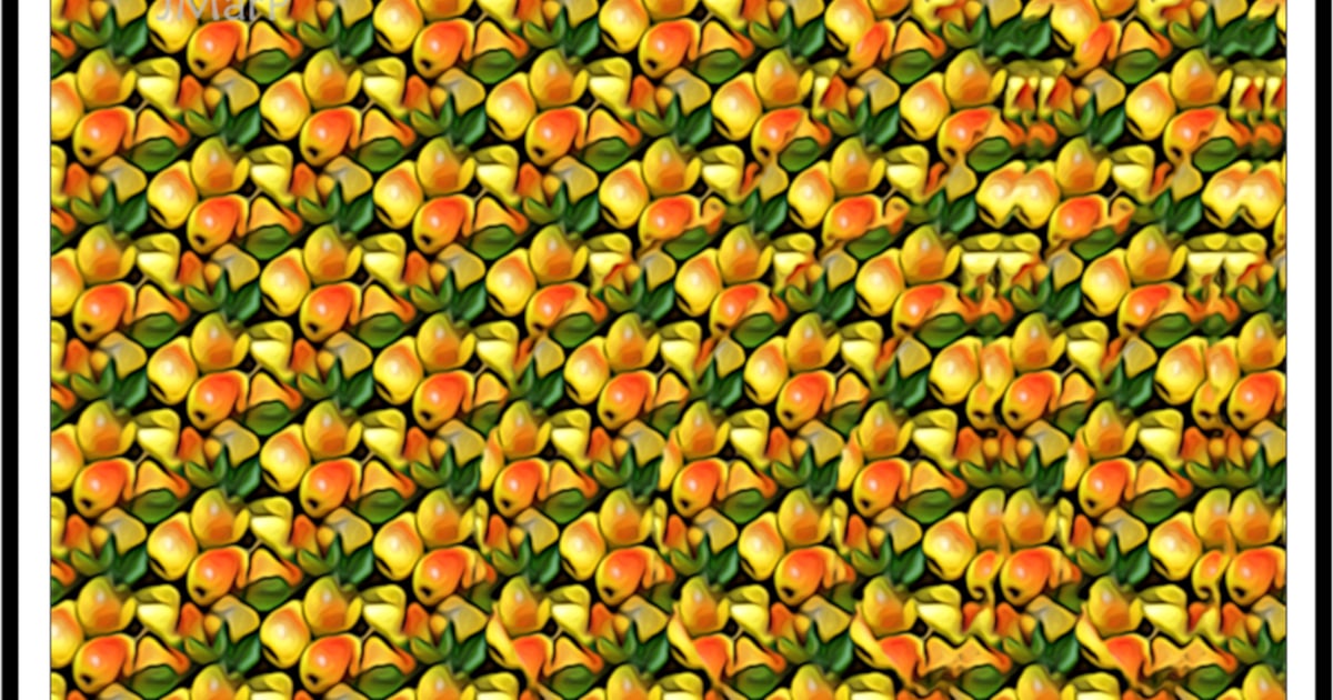 Pear Stereogram - Parallel View, Magic Eye Hidden 3D Optical Illusion ...