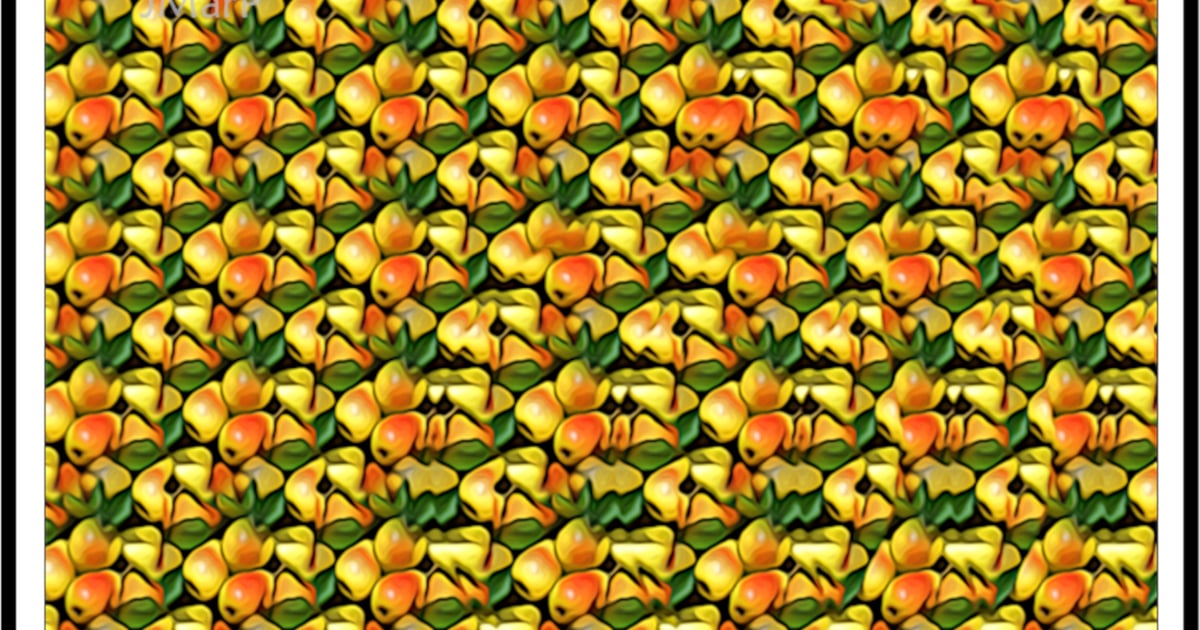 Pear Stereogram - Cross-eyed View, Magic Eye Hidden 3D | JMarP Stereograms