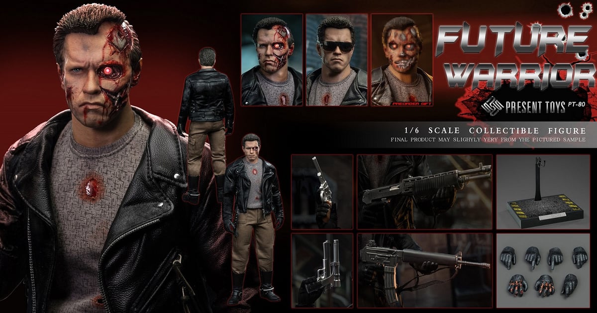 Pre-order! PRESENT TOYS PT-sp80 1/6 The Terminator T800 Arnold Figure ...