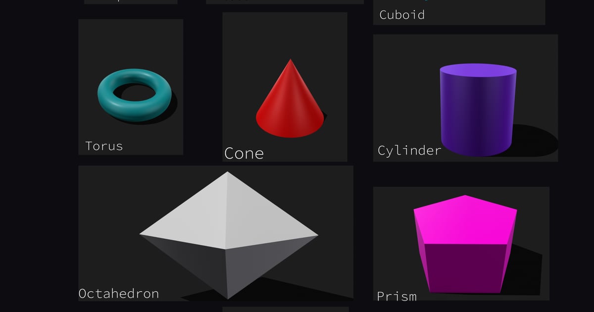 Geometry Shapes 3D Model Pack | tio2tech, 3d modeling, digital assets