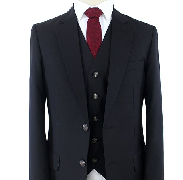 CUSTOM MADE CLASSIC BLACK WORSTED 3 PIECE SUIT | Johnny Jean Made To ...