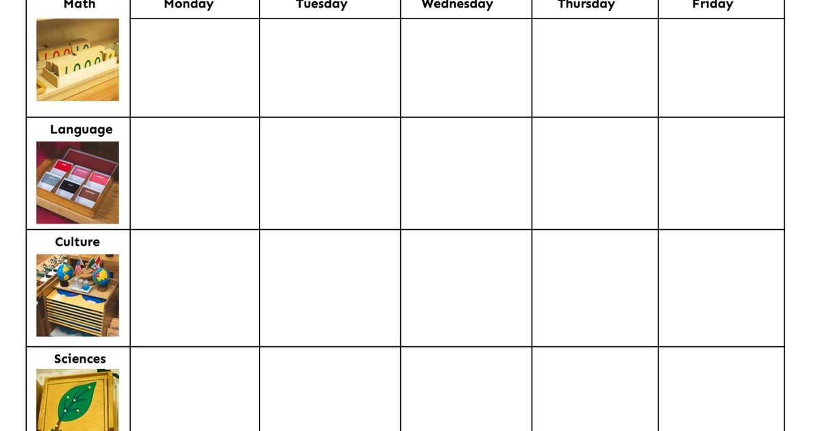 Montessori Work Plan | Montessori Meisha