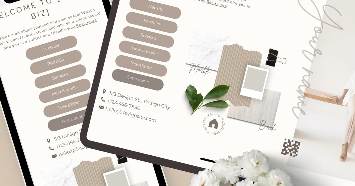 Interior Designer Bio Link Template | Palette and Blueprint Templates