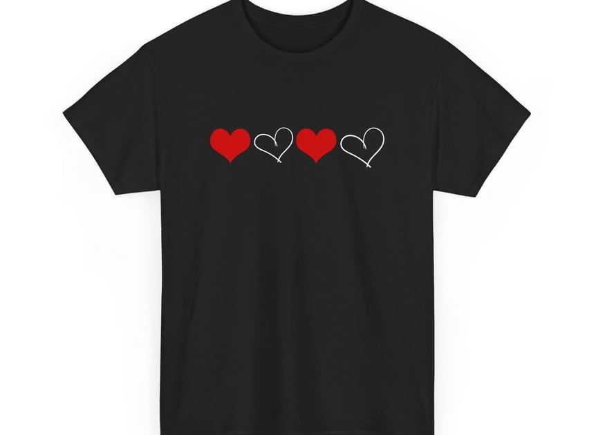 Heart Line - Valentine's Day T-Shirt - Black | Ellie Heart Collection