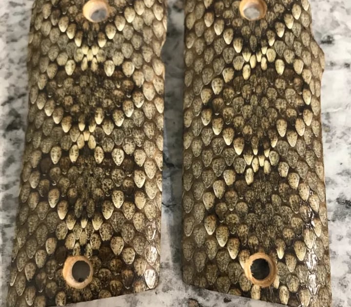 Coonan COMPACT 357 pistol grip wrapped in Diamondback rattlesnake ...