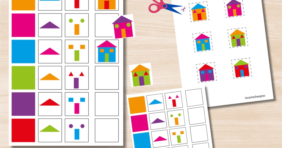 Build a House Worksheet Activity for kids - Shape Matching Activity ...