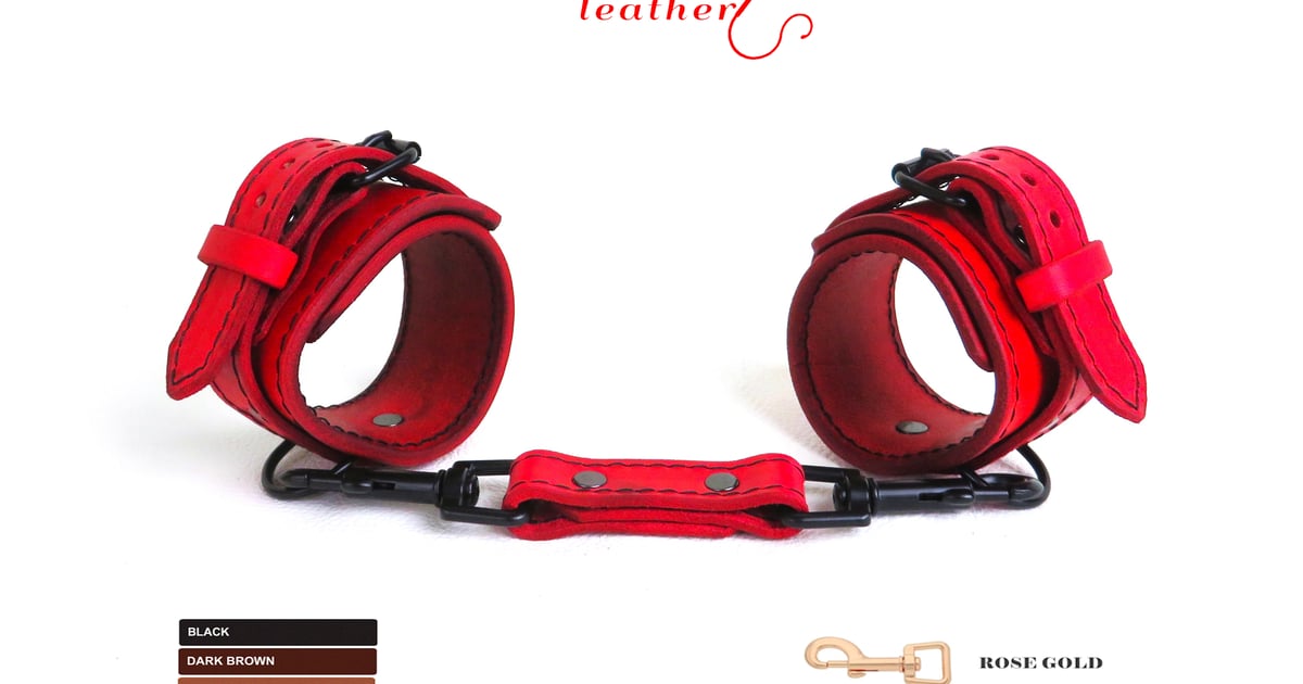 Leather Wrist Cuffs – Handmade BDSM Restraints – Custom Colors ...