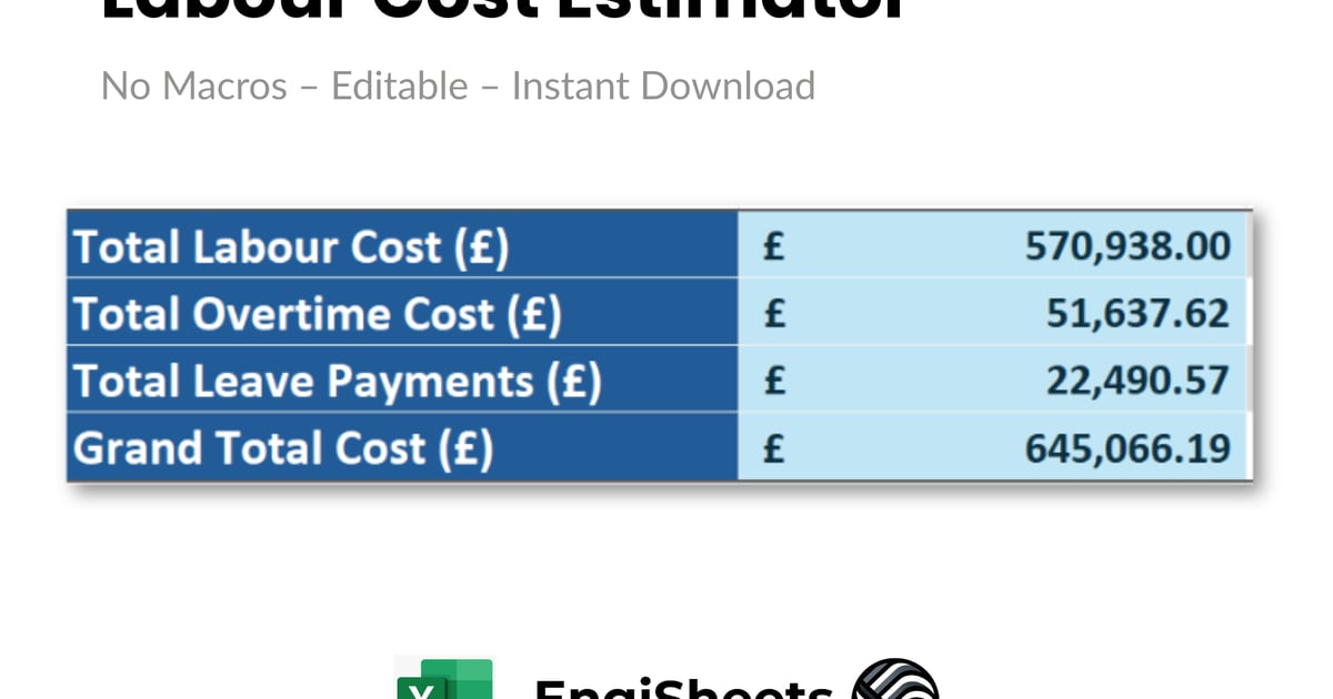 Labour Cost Estimator (No Macros) | EngiSheets