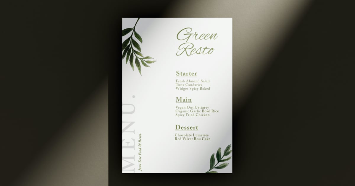 Restaurant Menu Printout Template | Bizz District Studio