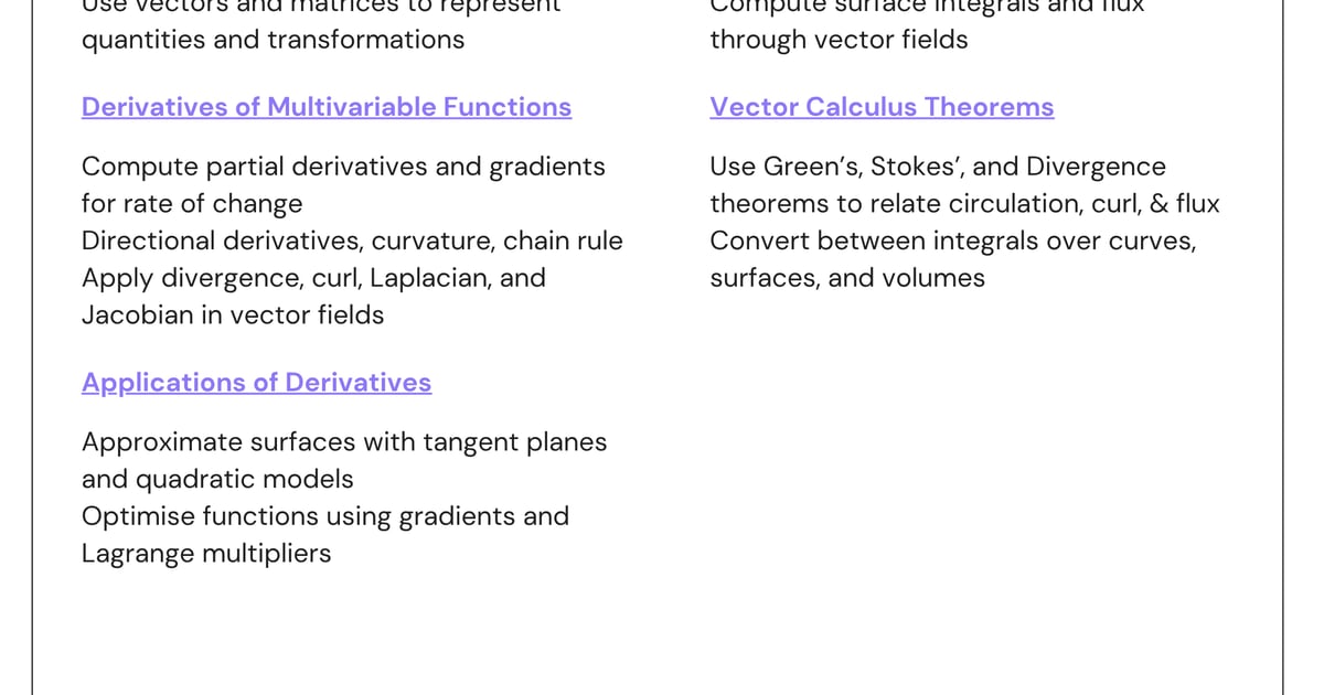 Multivariable Calculus Notes CHEATSHEET | studentro