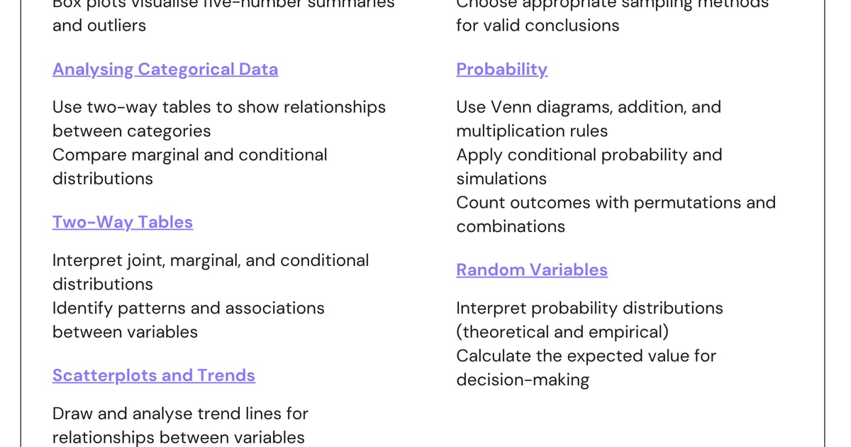 High School Statistics Cheatsheet | Exam-Ready Notes | studentro