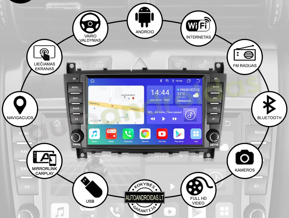 MERCEDES W203 W209 W463 ANDROID MULTIMEDIA AUTOMAGNETOLA GPS | ANDROID ...