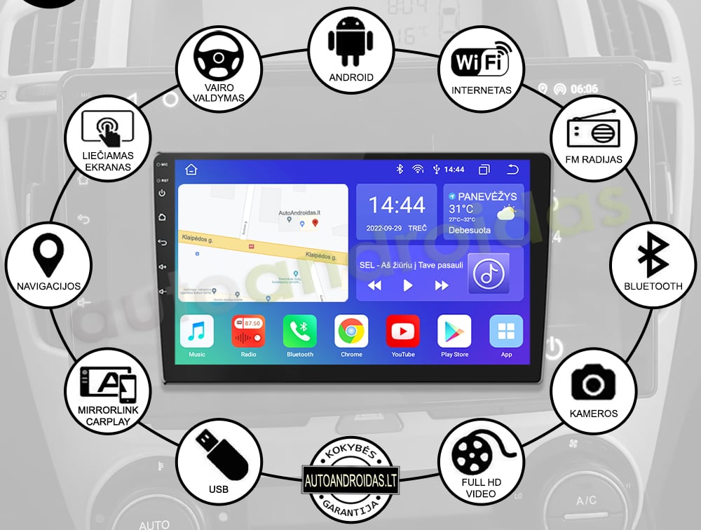 KIA CEED ANDROID MULTIMEDIA AUTOMAGNETOLA CARPLAY GPS NAVIGACIJA ...