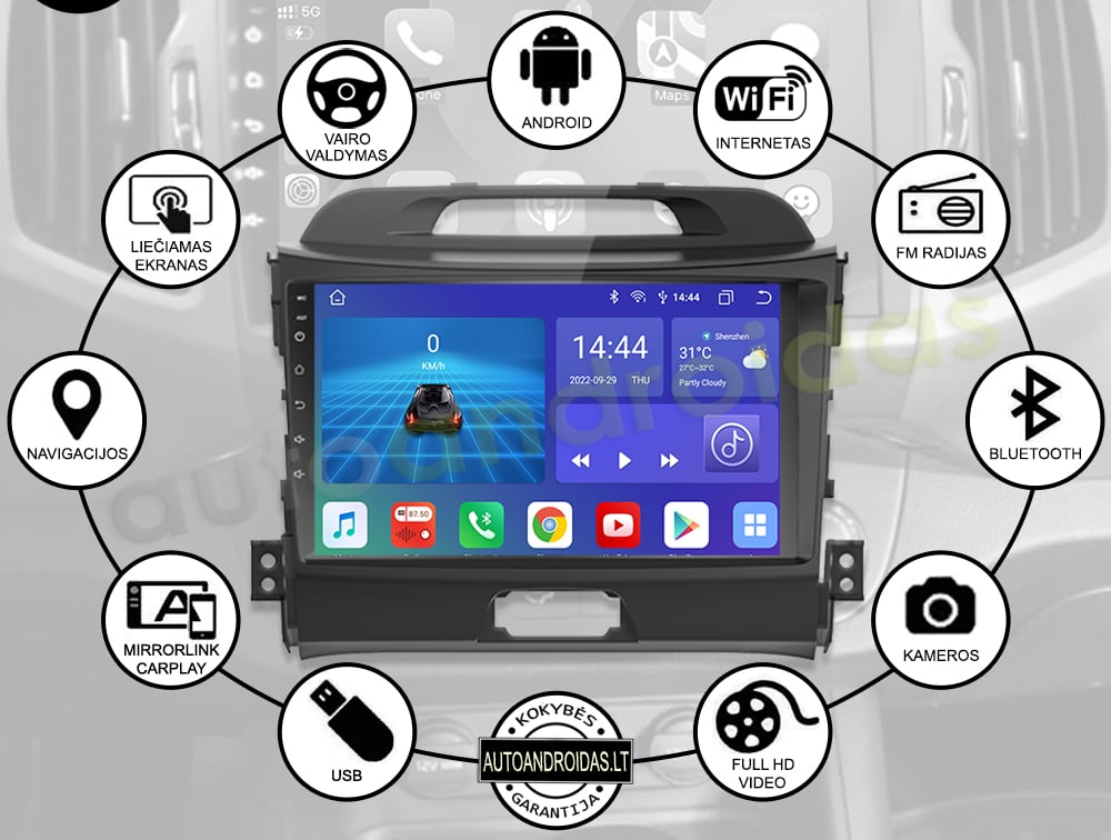 KIA SPORTAGE ANDROID MULTIMEDIA AUTOMAGNETOLA GPS NAVIGACIJA | ANDROID MULTIMEDIA | CARPLAY ...