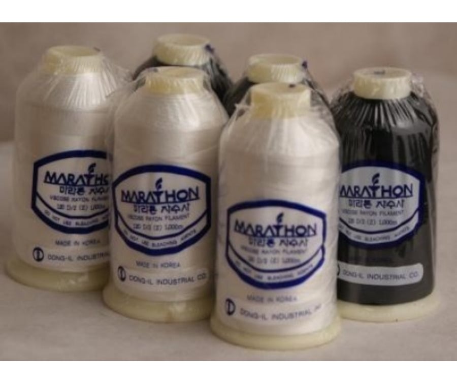 Marathon Embroidery Machine Thread 1000m Spool Rayon 6 Pack Black and ...