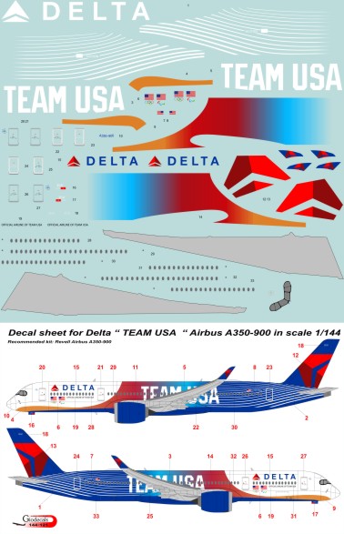 Delta Airlines Airbus A350-900 " team usa 2 " | Airlinerdecals