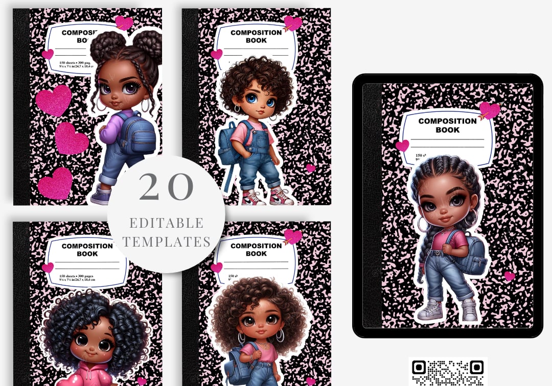 Editable Canva Template: Kids' Composition Notebook Covers | Soul ...